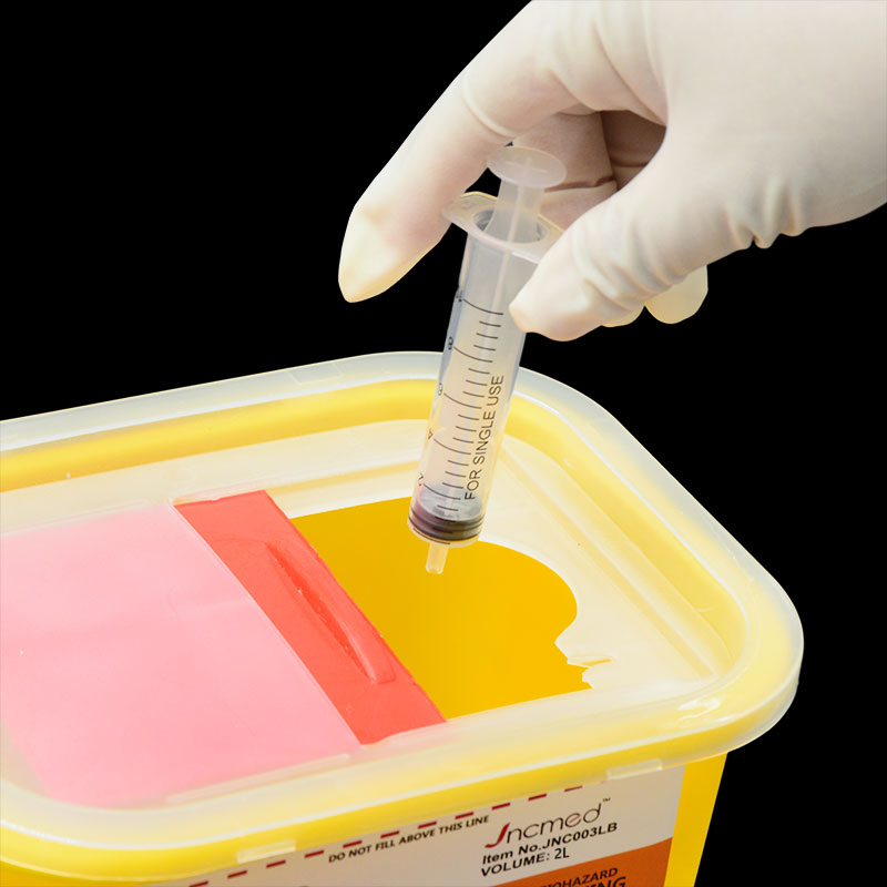 JCMED 2L Yellow Smooth Lid Disposable Medical Waste Bin Sharps Container