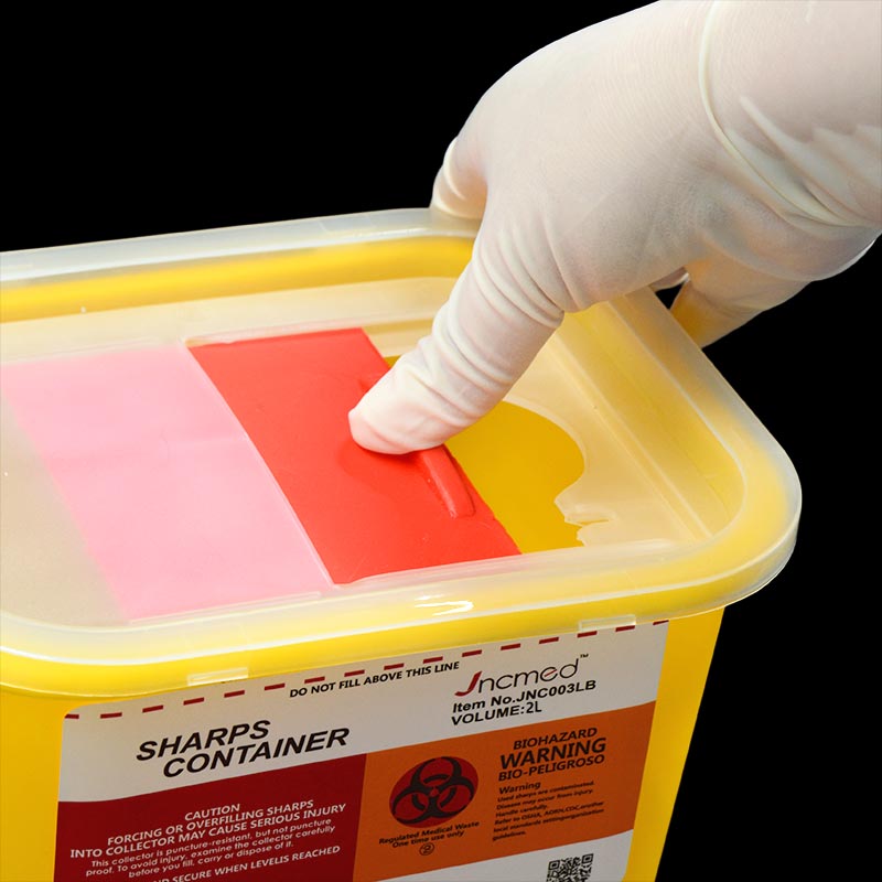 JCMED 2L Yellow Smooth Lid Disposable Medical Waste Bin Sharps Container