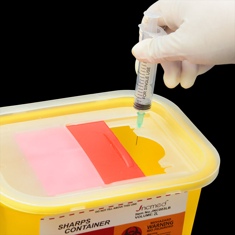 JCMED 2L Yellow Smooth Lid Disposable Medical Waste Bin Sharps Container
